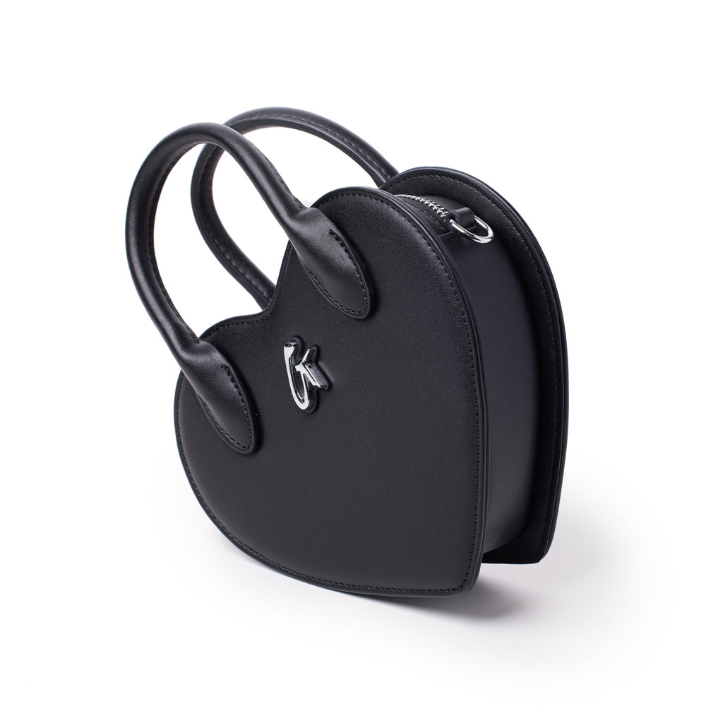 Glam-Aholic Black Heart Bag | Vegan Leather Crossbody | Iconic G Detail