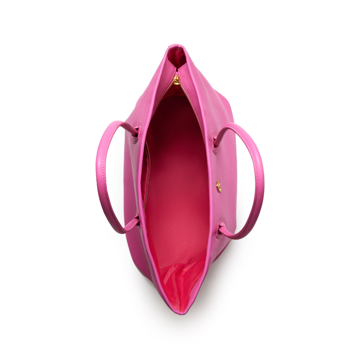 PEBBLE TOTE BAG HOT PINK | Vegan Leather Tote with Gold Studs