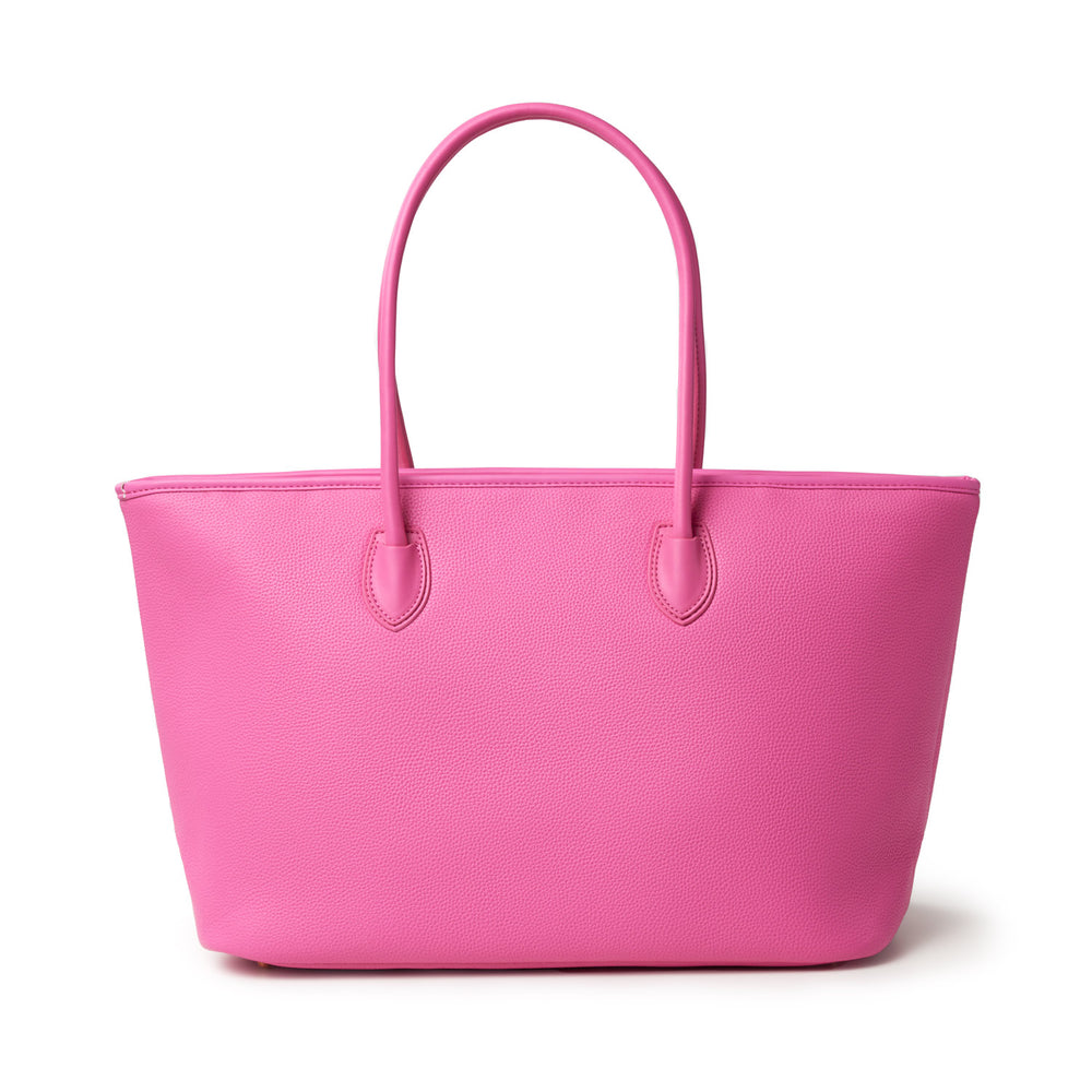 PEBBLE TOTE BAG HOT PINK | Vegan Leather Tote with Gold Studs