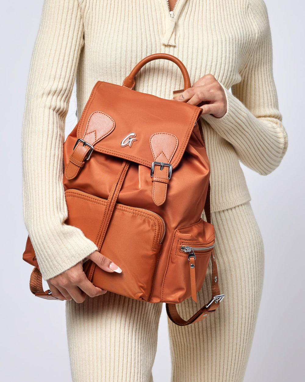 Brown Nylon Backpack with Versatile Features for Practical Luxury ...