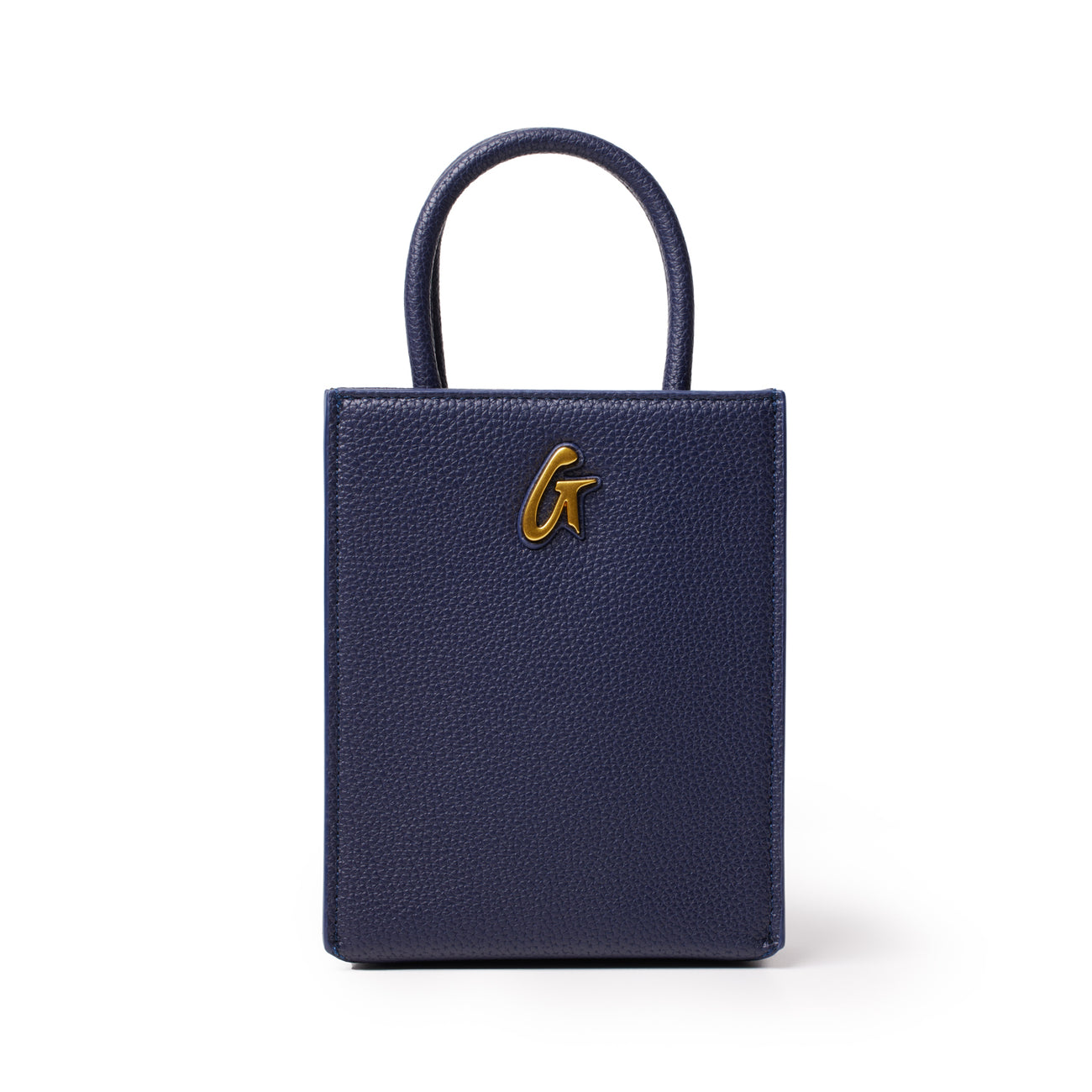 PEBBLE MINI TOTE NAVY - Vegan Leather Tote with Gold Hardware