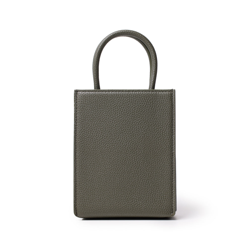 Vegan Pebble Mini Tote in Olive Green - Affordable Luxury Bag