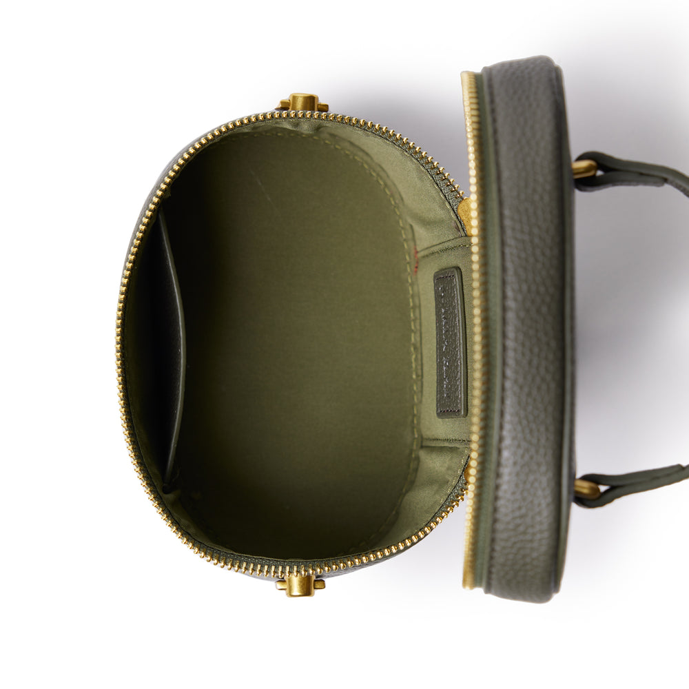 PEBBLE VANITY OLIVE GREEN Luxury Mini Bag | Vegan Leather & Detachable ...