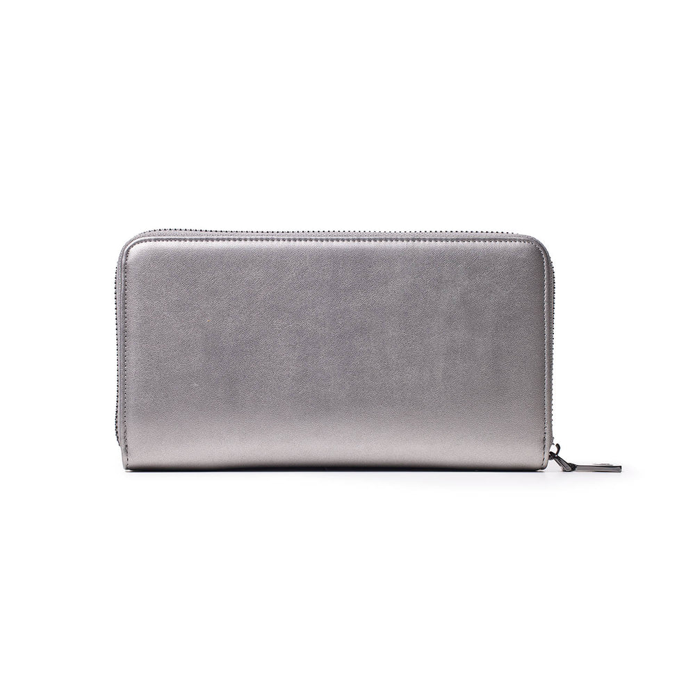 Signature Logo Jumbo Wallet in Platinum - Luxury Vegan Leather Accessory