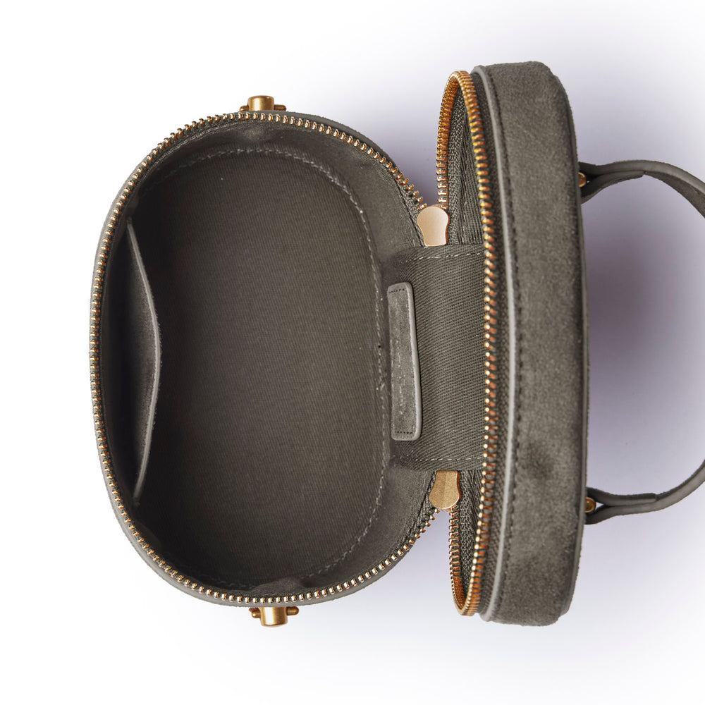 Mini Suede Vanity Bag | Olive Green | Soft & Versatile Handbag - Glam ...