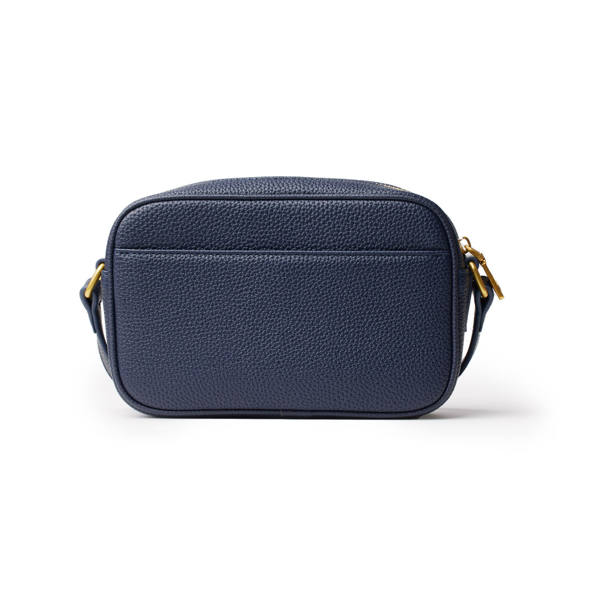 PEBBLE MINI CAMERA BAG NAVY | Structured Vegan Pebble Leather Camera Bag