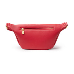 PEBBLE FANNY PACK RED - Vegan Pebble Leather with Gold Double Zipper ...
