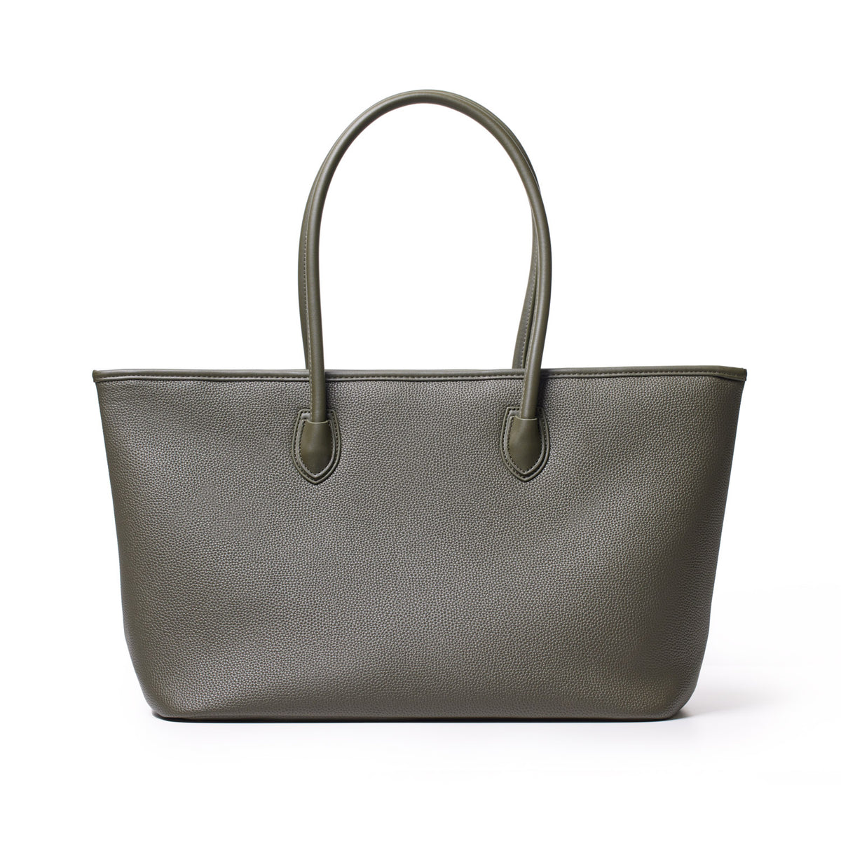 PEBBLE TOTE BAG OLIVE GREEN - Vegan Leather Tote with Gold Studs for ...