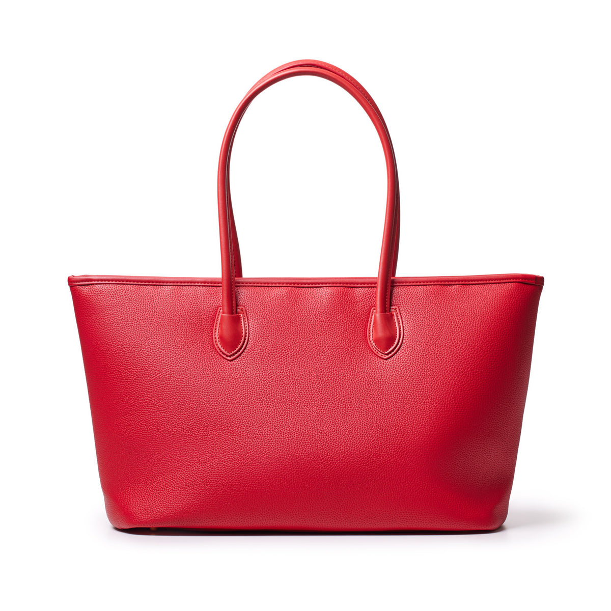 PEBBLE TOTE BAG RED | Vegan Leather Tote with Gold Studs & Laptop ...