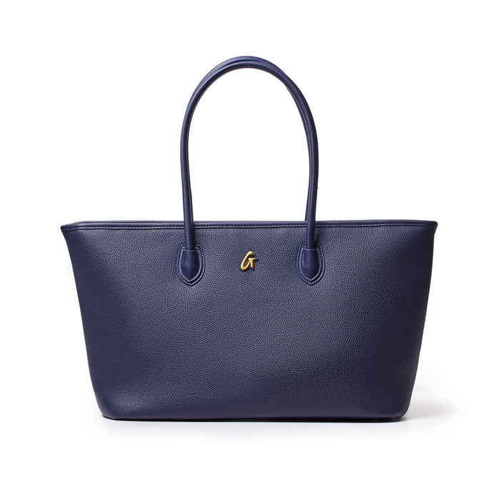 Pebble Tote Bag Navy - Luxe Vegan Leather Tote with Gold Studs