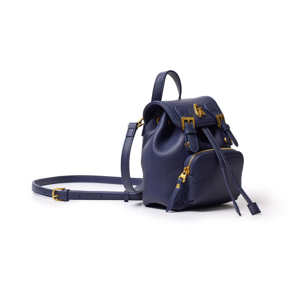 PEBBLE MINI BACKPACK NAVY | Versatile Vegan Leather Backpack | Glam ...