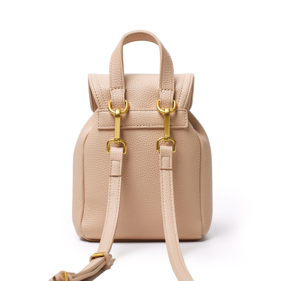 PEBBLE MINI BACKPACK NUDE - Vegan Leather Backpack with Gold Buckles