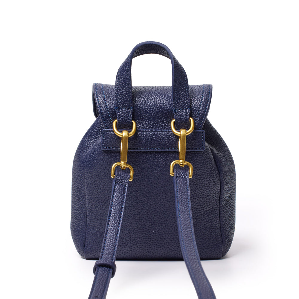 PEBBLE MINI BACKPACK NAVY | Versatile Vegan Leather Backpack | Glam-Aholic Lifestyle
