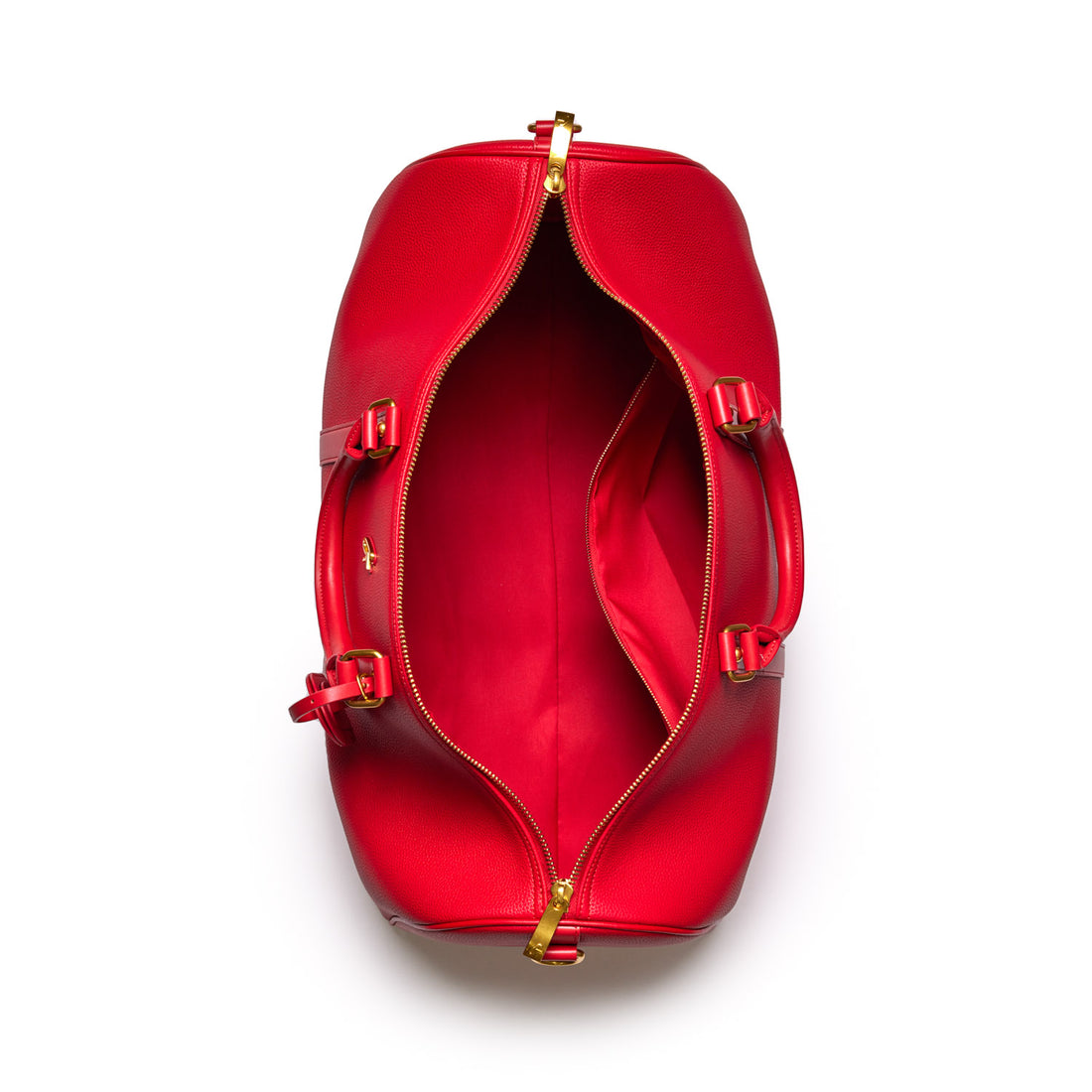 PEBBLE DUFFLE BAG RED - Vegan Leather Travel Bag with Gold Hardware