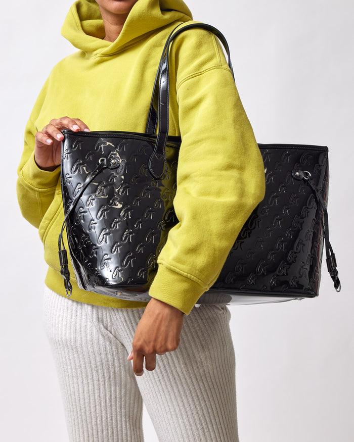 Monogram Glam Tote Mirror Black - Vegan Leather Tote for Women with ...