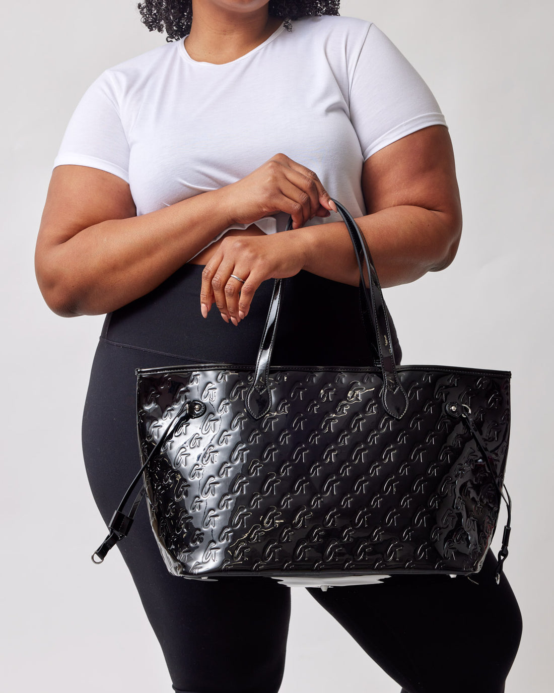 Monogram Glam Tote Mirror Black - Vegan Leather Tote for Women with ...