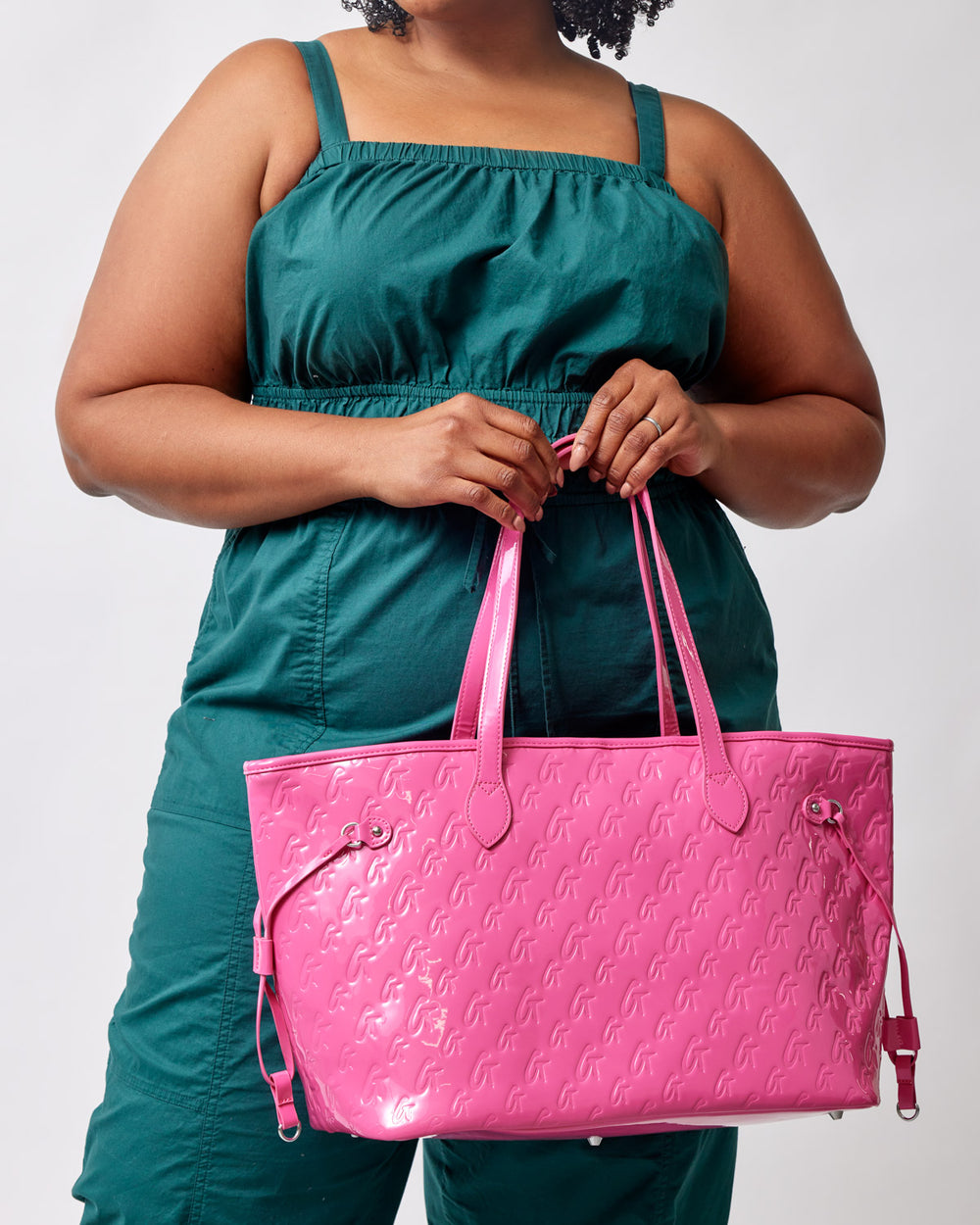 Monogram Glam Tote Mirror Hot Pink - Vegan Leather Tote with Signature ...