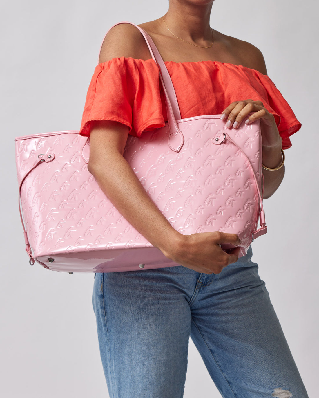 Monogram Glam Tote Mirror Light Pink - Vegan Leather Tote with ...