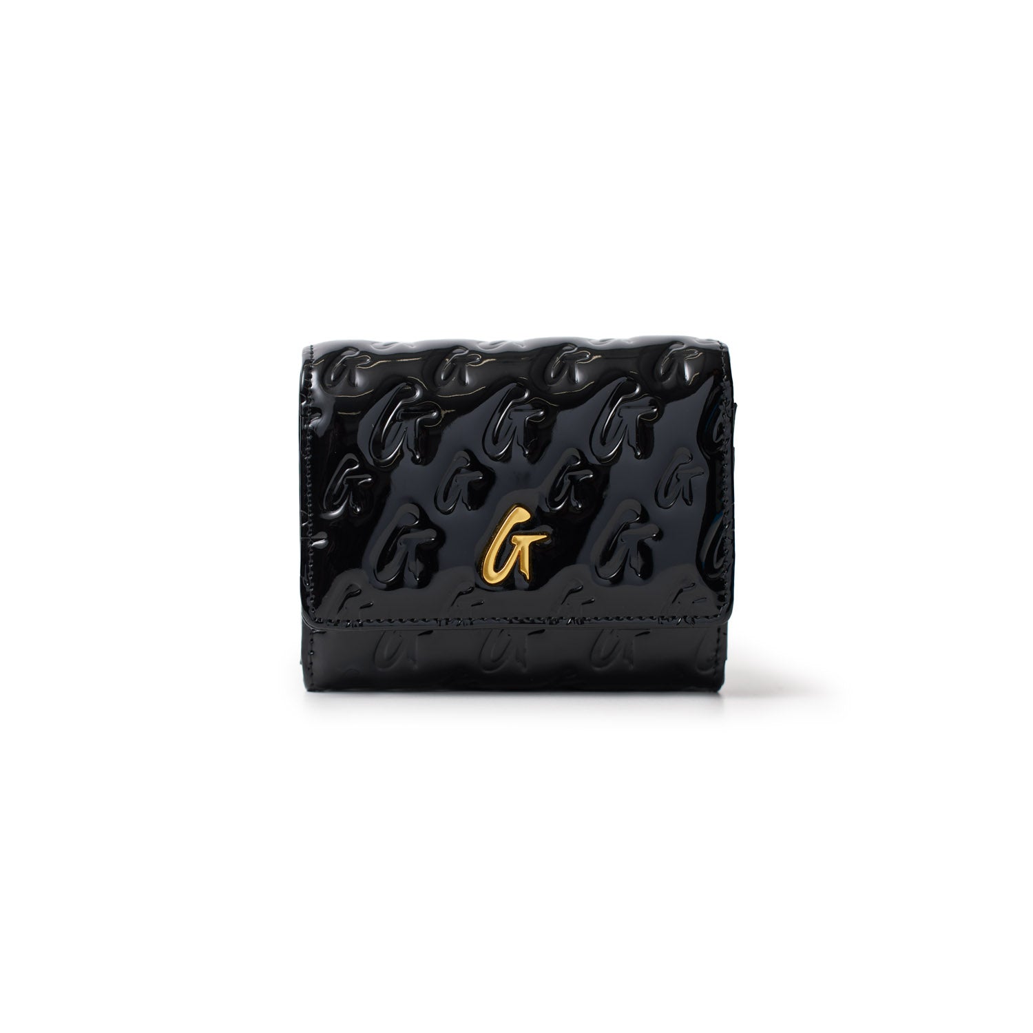 Monogram Mirror Black Compact Wallet with Detachable Chain Strap