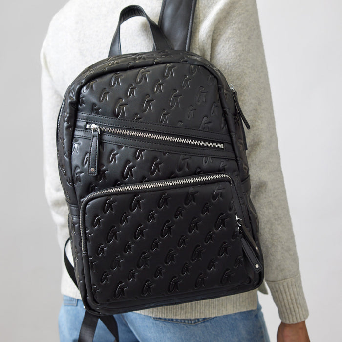 Affordable Luxury Monogram Unisex Backpack in Matte Black