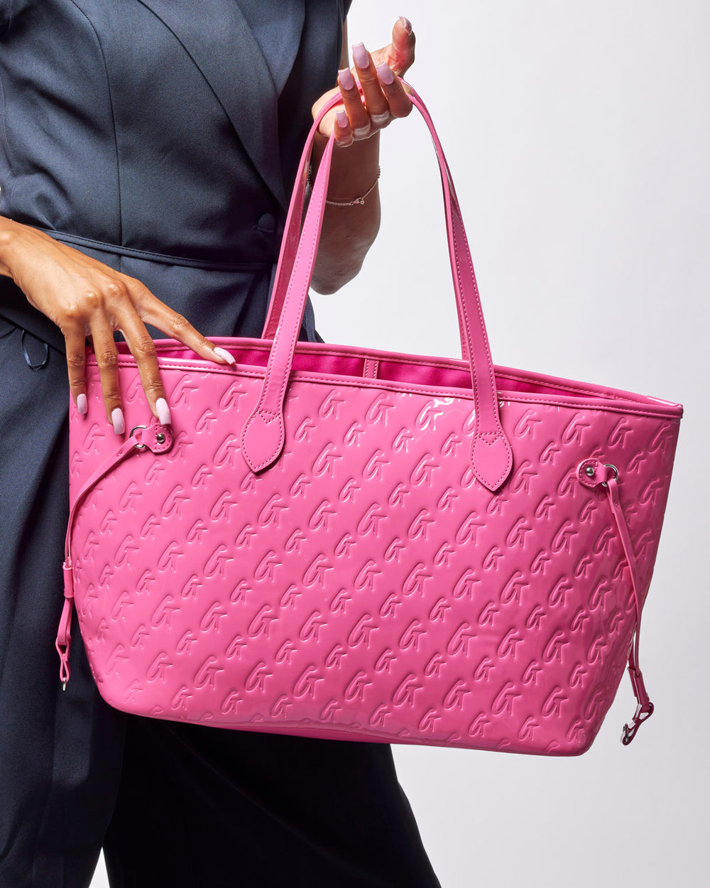 Monogram Glam Tote Mirror Hot Pink - Vegan Leather Tote with Signature ...