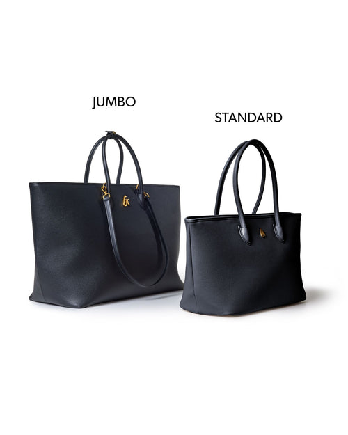 Jumbo Pebble Tote Bag - Black | Oversized Carryall With Bottle Pocket ...