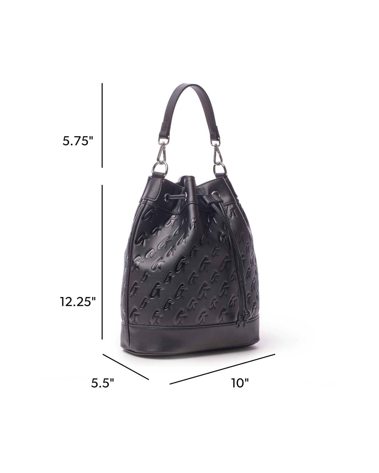 Monogram Large Bucket Bag Matte Black | Vegan Leather Logo Print