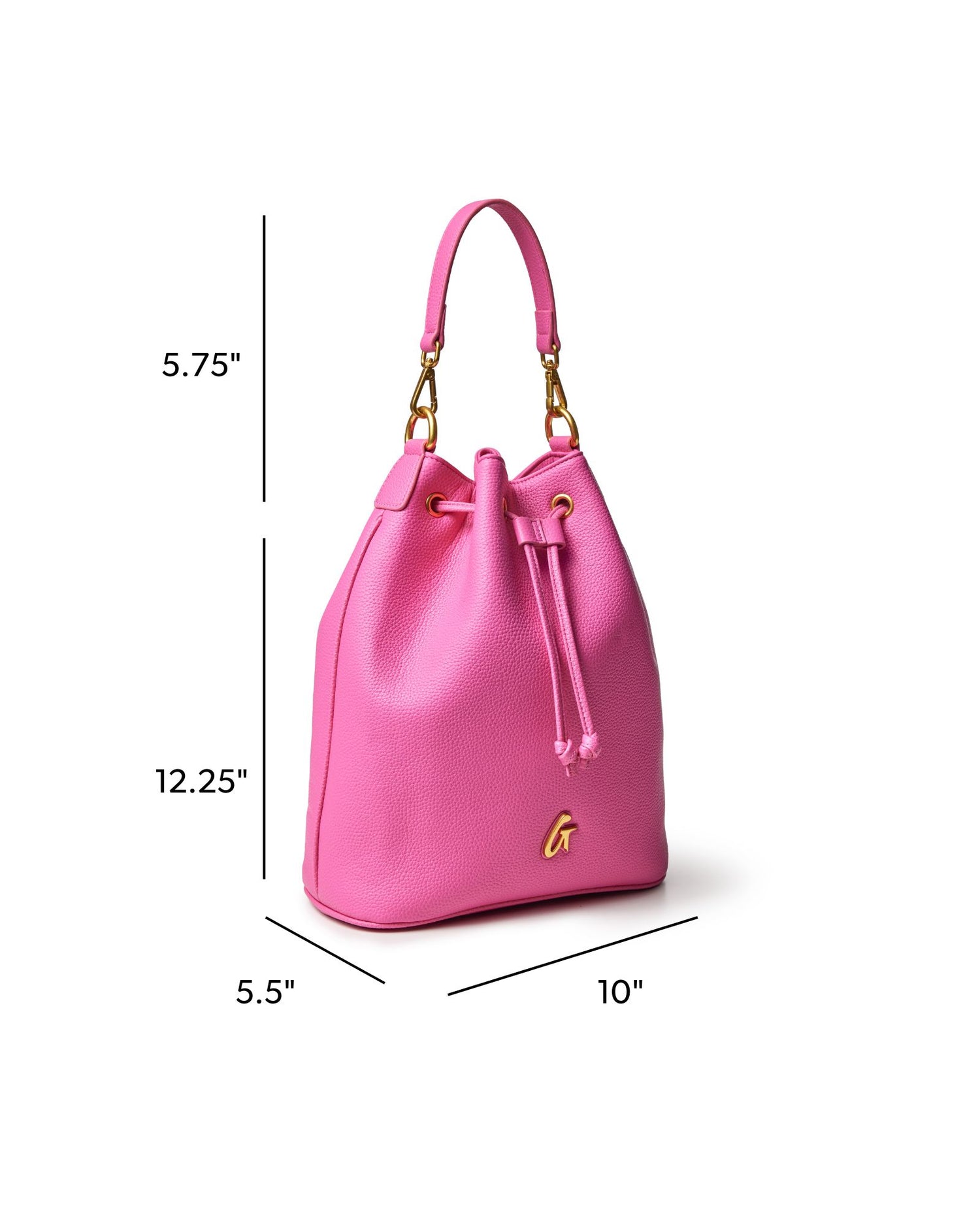 PEBBLE LARGE BUCKET BAG HOT PINK - Vegan Leather Drawstring Crossbody