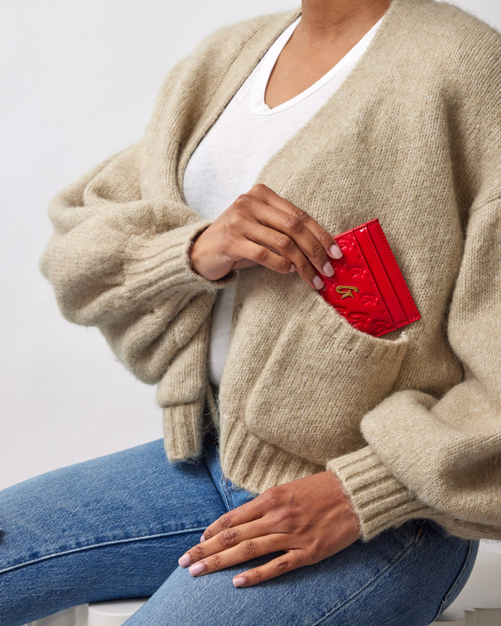 Glam-Aholic Lifestyle Monogram Mirror Red Card Holder - Luxury Logo ...