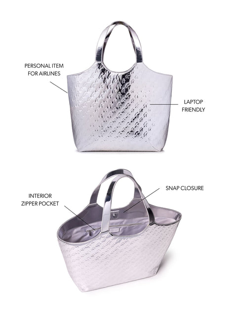 MAXI TOTE BAG METALLIC SILVER - Spacious and Stylish Luxury Tote for ...