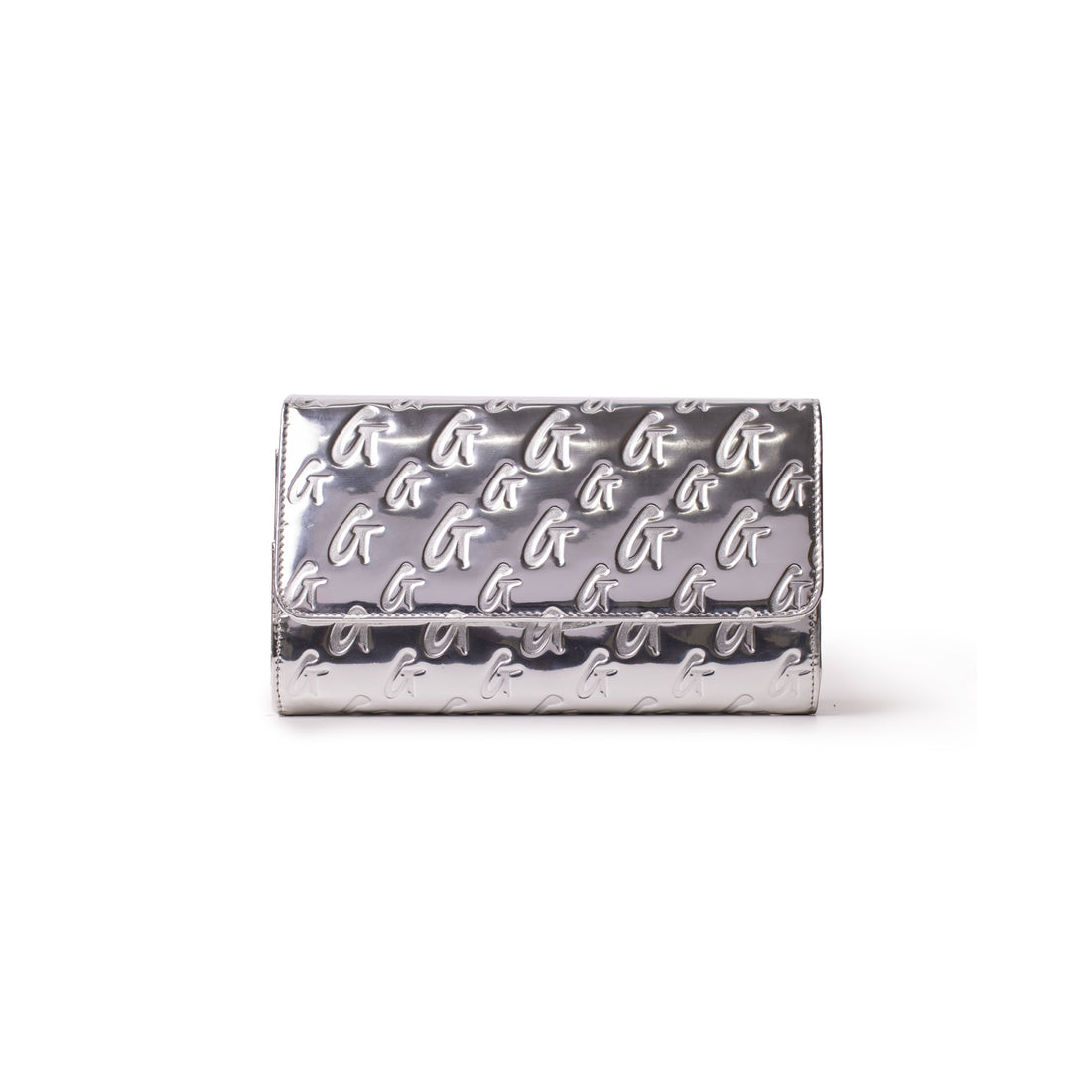 Glam-Aholic Metallic Silver Monogram Travel Wallet