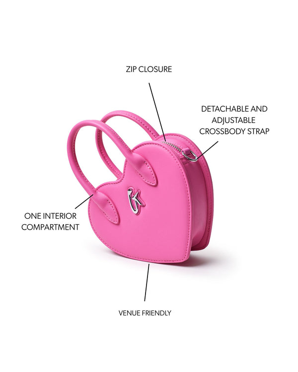 Mini Pink Heart Bag | Vegan Leather Crossbody with Iconic G