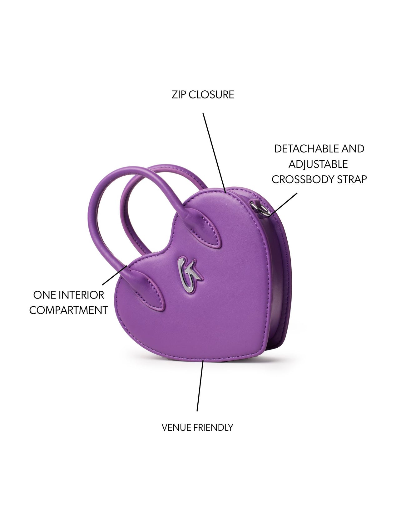 Mini Heart Bag | Purple | Vegan Leather | Compact Crossbody - Iconic G