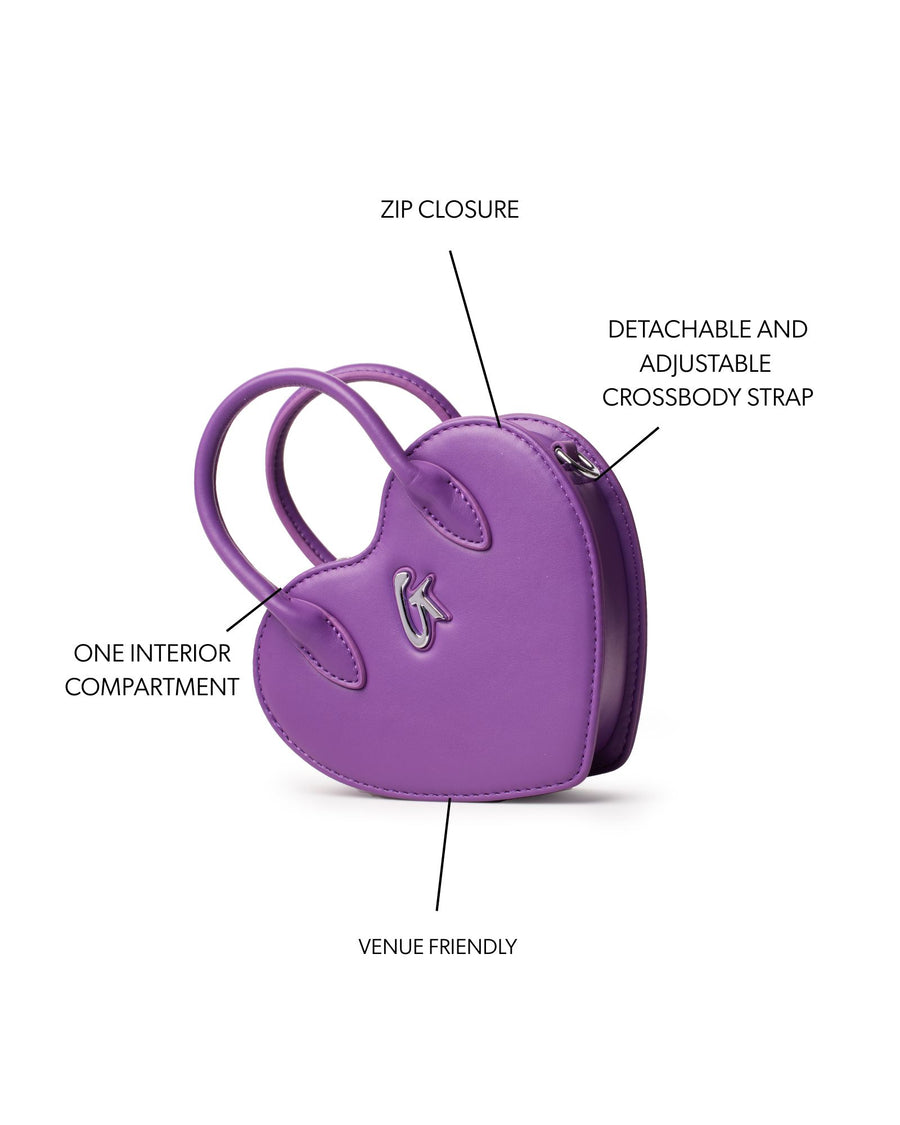 Mini Heart Bag | Purple | Vegan Leather | Compact Crossbody - Iconic G