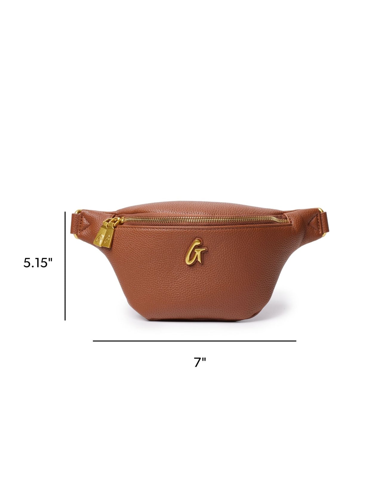 Pebble Mini Fanny Pack Brown | Vegan Leather | Gold Double Zipper