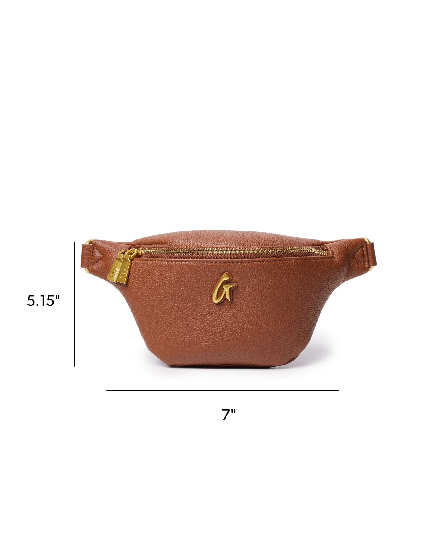 Pebble Mini Fanny Pack Brown | Vegan Leather | Gold Double Zipper