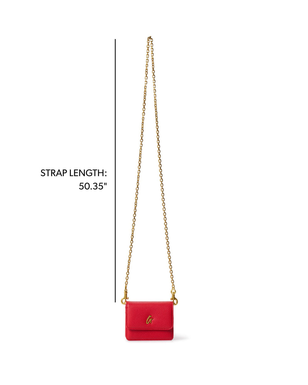 Red Pebble Mini Wallet on Chain with Gold G Stamp and Removable Strap ...