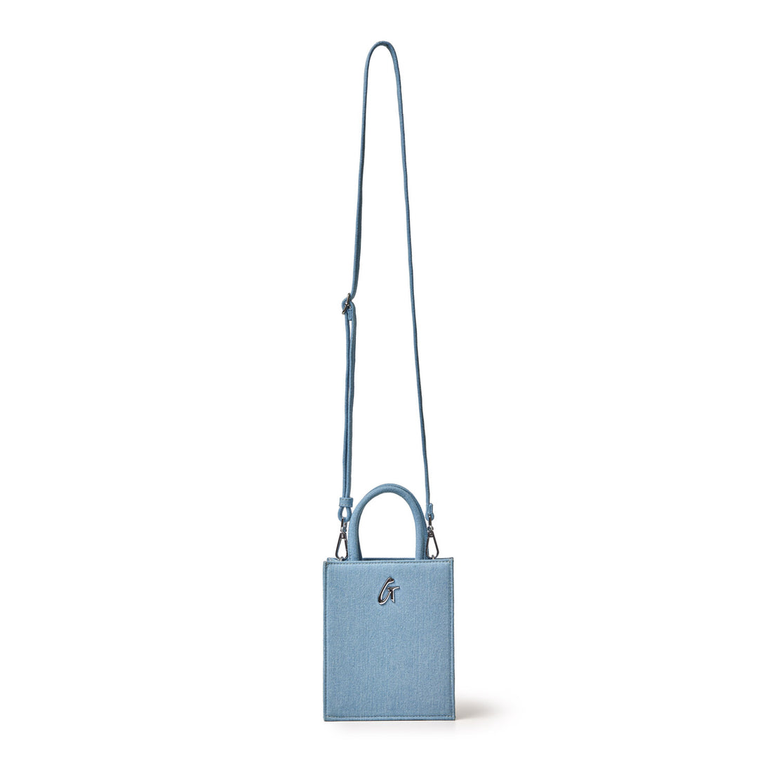 DENIM MINI TOTE-SILVER | Chic Miniature Tote with Removable Straps ...