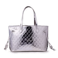 MONOGRAM GLAM TOTE METALLIC SILVER - Chic Vegan Leather Tote with ...