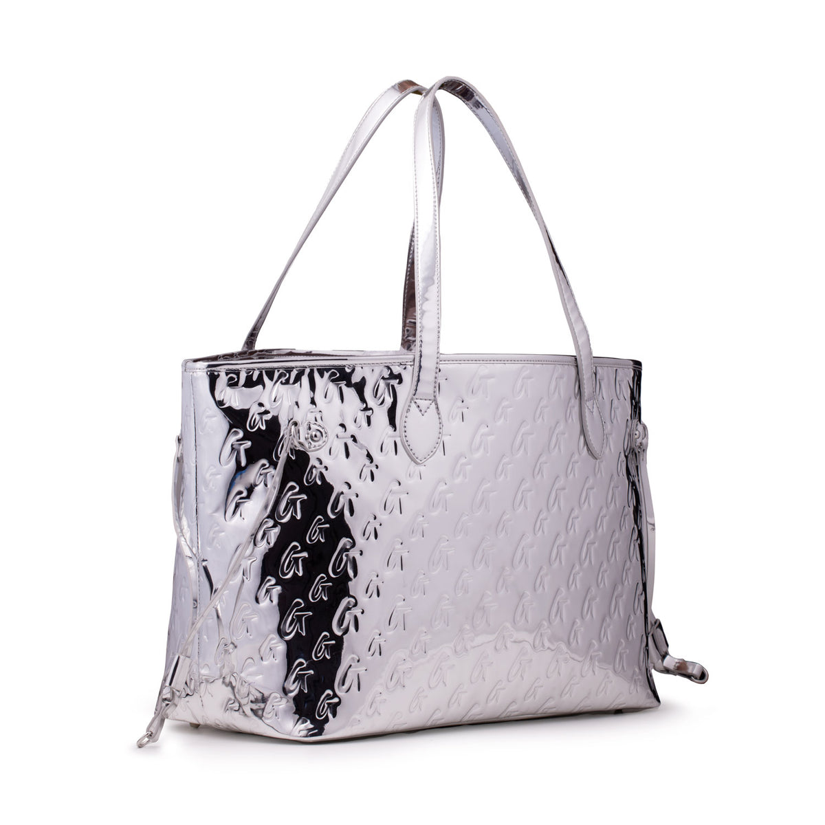 MONOGRAM GLAM TOTE METALLIC SILVER - Chic Vegan Leather Tote with ...