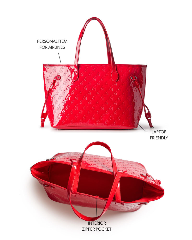 Monogram Glam Tote Mirror Red - Vegan Leather Luxury Tote