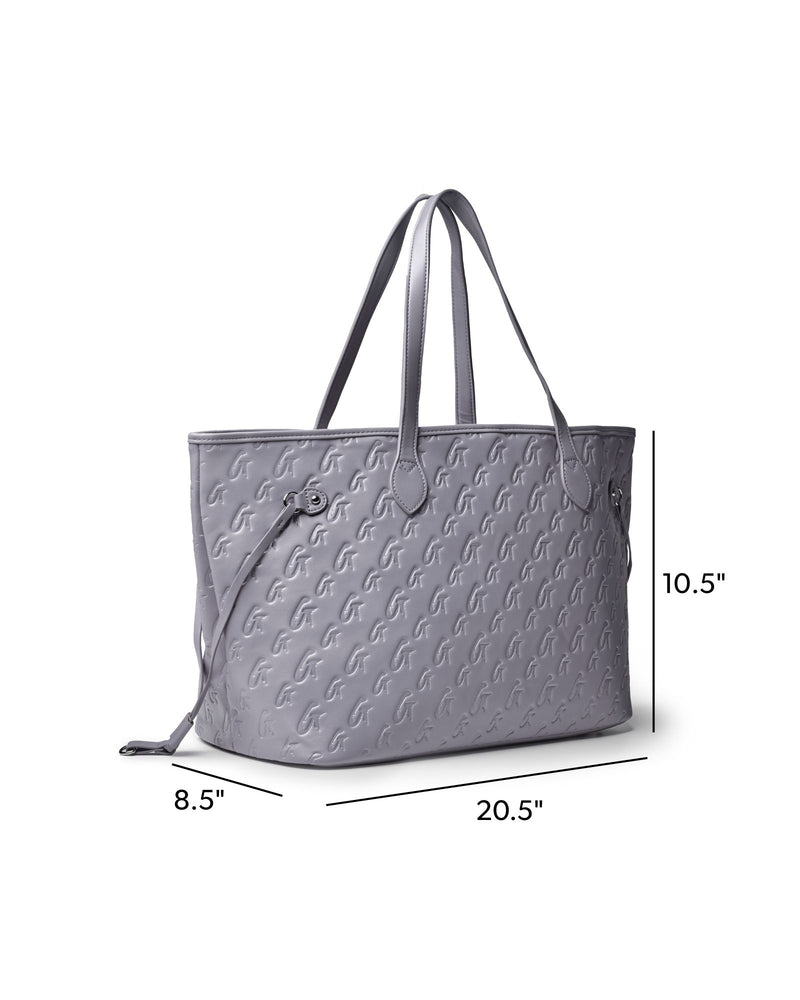 Monogram Glam Tote - Gray | Lightweight Vegan Leather | Spacious Interior