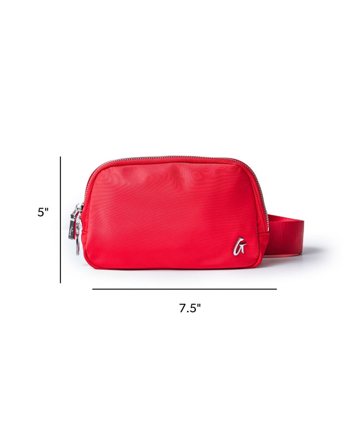 Nylon Fanny Pack - Red | Spacious Zippered Compartment | Adjustable ...
