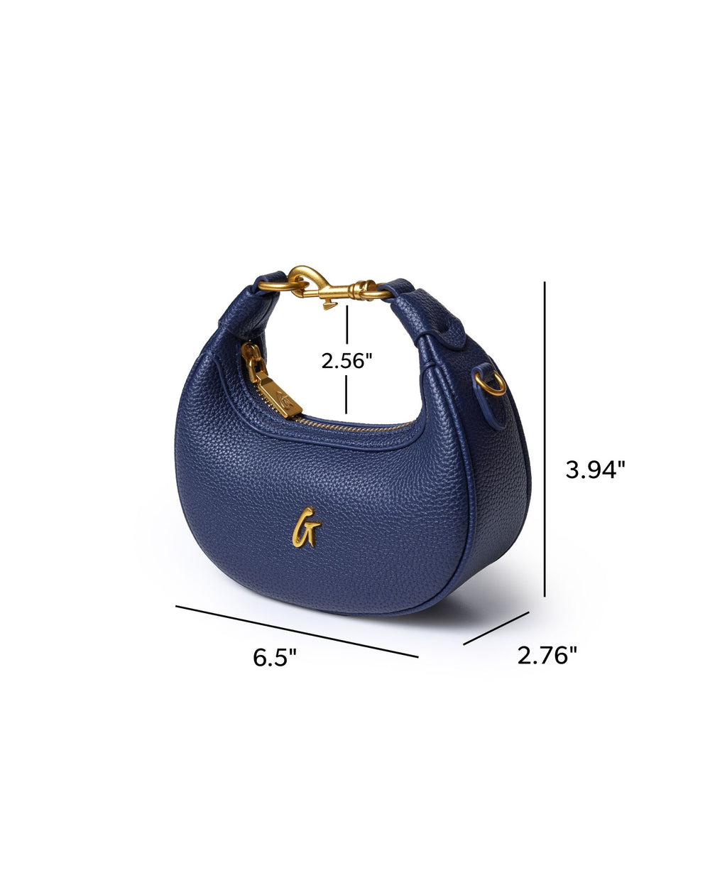 Nano Pebble Hobo Bag - Navy | Vegan Leather | Mini Crescent Shape