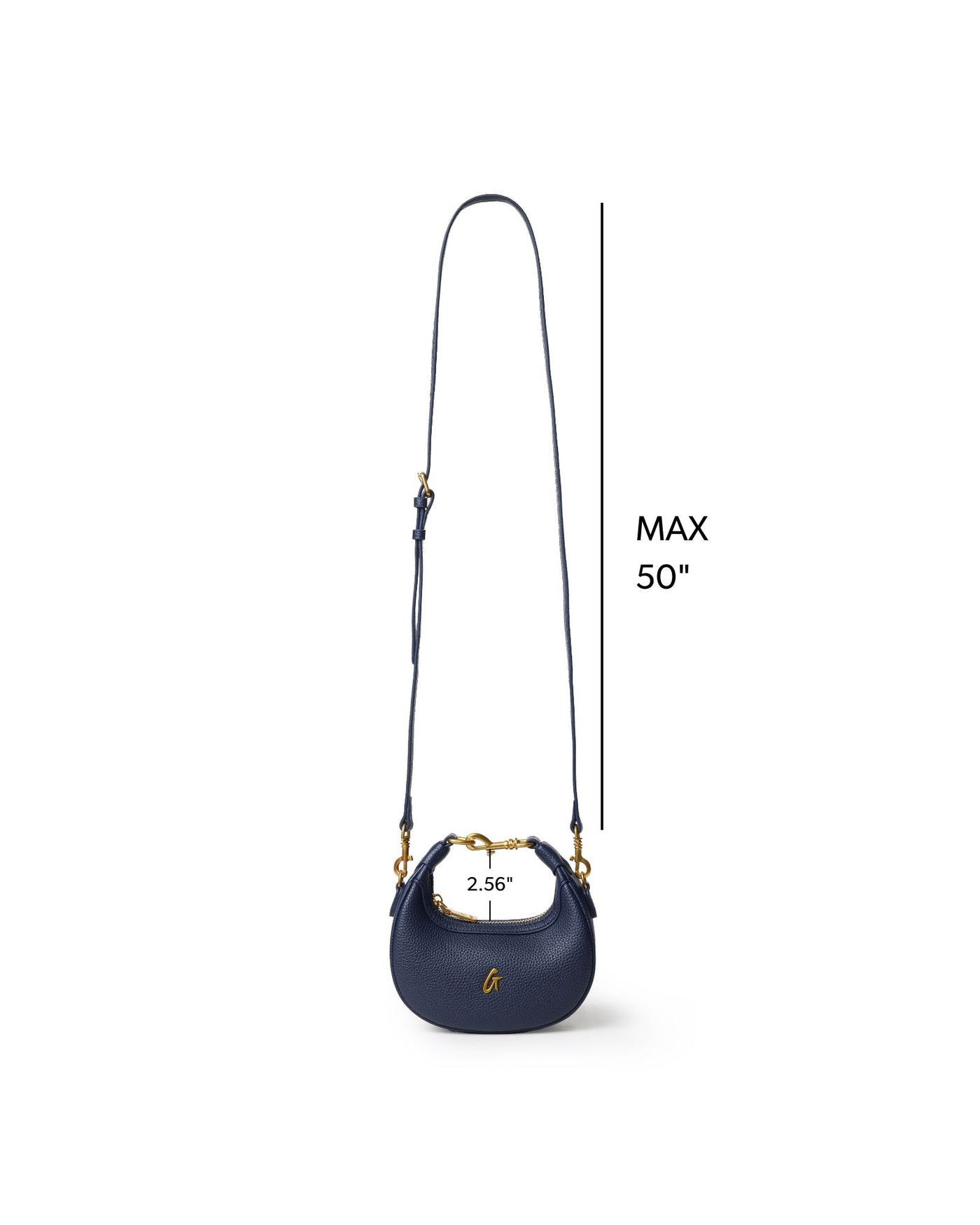 Nano Pebble Hobo Bag - Navy | Vegan Leather | Mini Crescent Shape