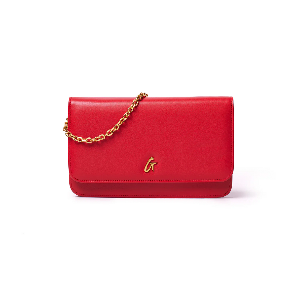 Red Standard Wallet on Chain - Gold | Genuine Leather Minimalist ...