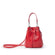 MONOGRAM MINI BUCKET BAG MATTE RED - Vegan Leather Drawstring Crossbody Bag