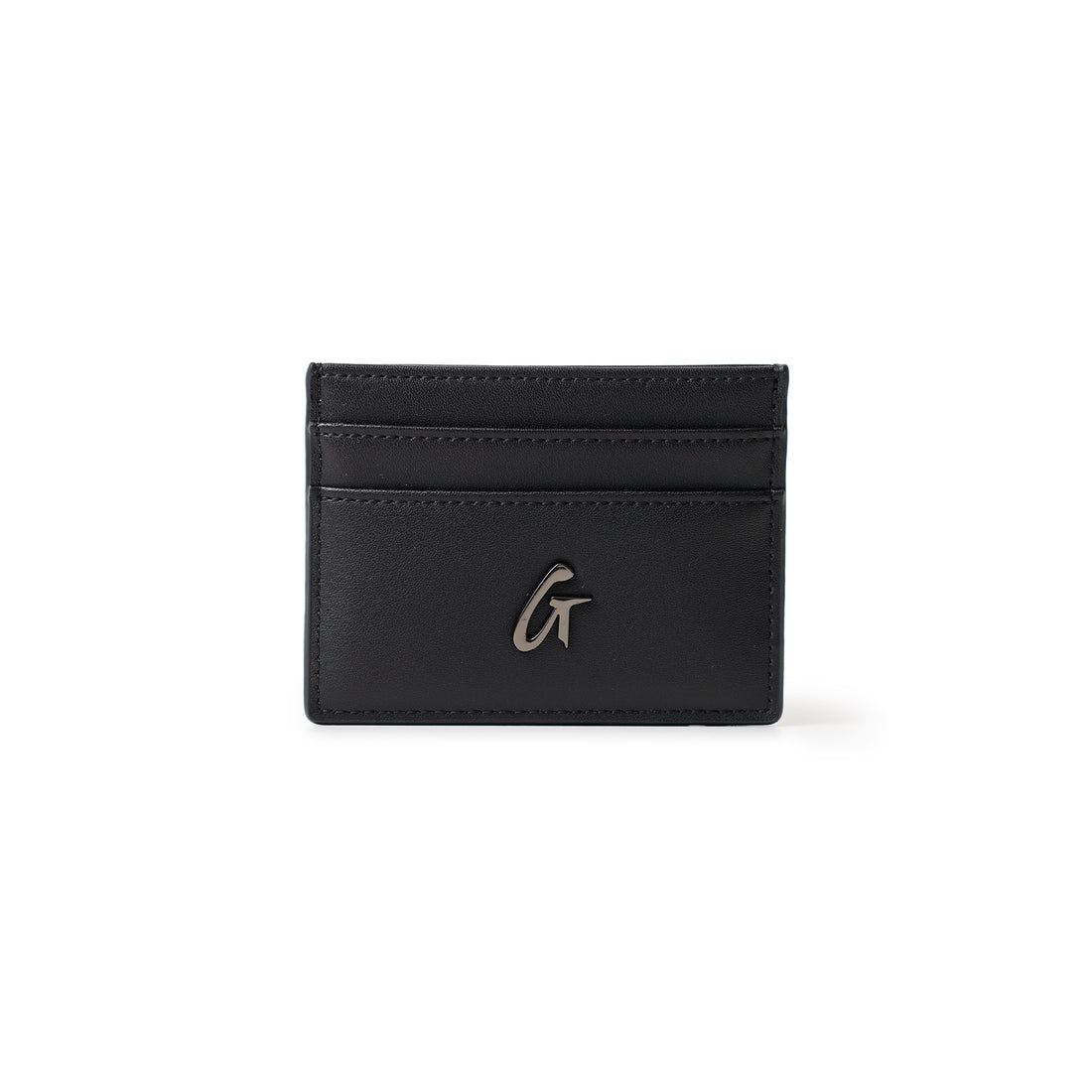 Glam-Aholic Lifestyle Black Card Holder with Gunmetal G Embellishment