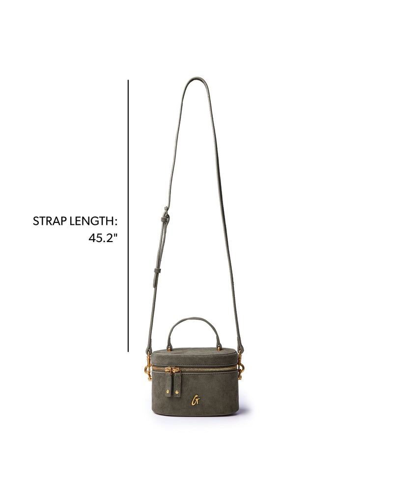 Mini Suede Vanity Bag | Olive Green | Soft & Versatile Handbag - Glam ...