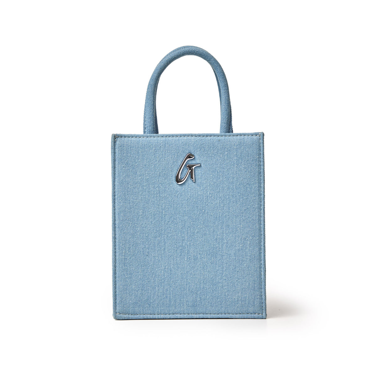 DENIM MINI TOTE-SILVER | Chic Miniature Tote with Removable Straps ...